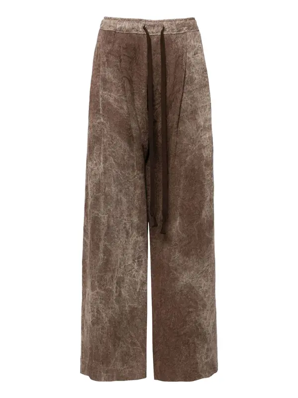 ZIGGY CHEN Stonewashed Print Trousers - Brown
