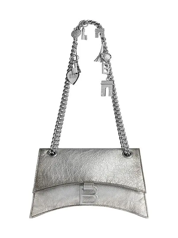 Balenciaga Crush Small Chain Bag With Rhinestones - Silver