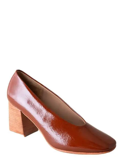 HUMA BLANCO Salvador Block Heel Pump - Cinnamon Crinkle Patent