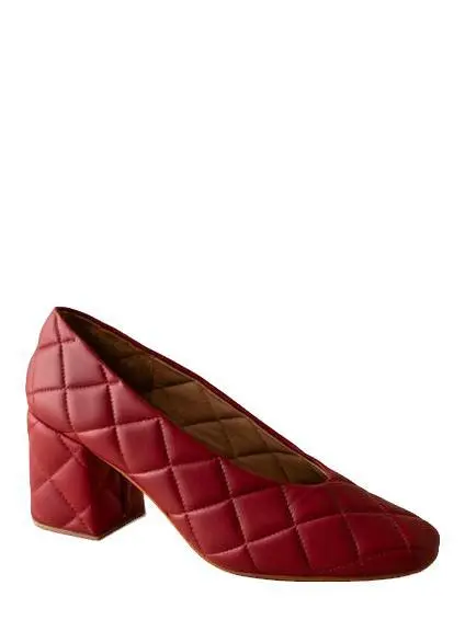 HUMA BLANCO Salvador Block Heel Pump - Quilted Cherry