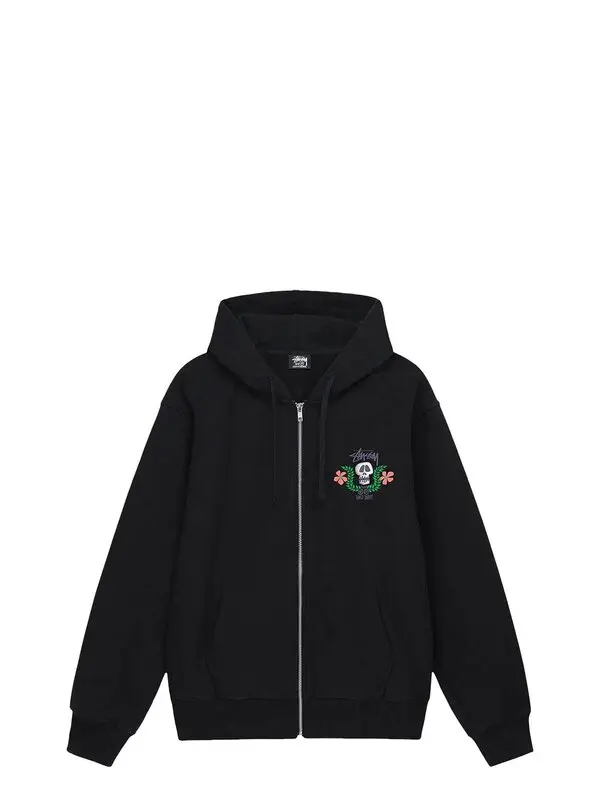 StÜssy Skull Crest Zip Hoodie - Black