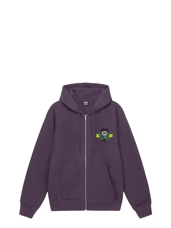 StÜssy Skull Crest Zip Hoodie - Grape