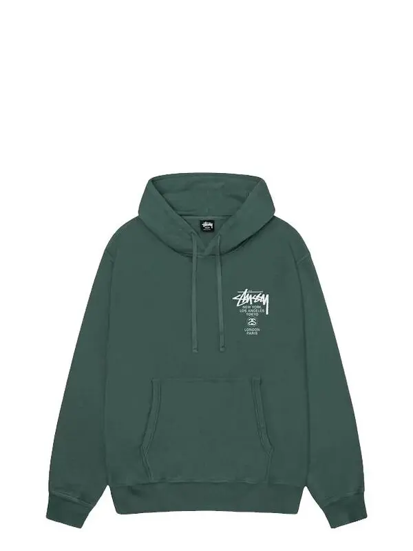 StÜssy World Tour Pigment Dyed Hoodie - Forest
