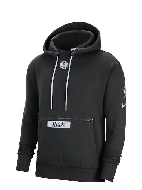 Nike Nba Brooklyn Nets Courtside Fleece Loose Fit Hoodie - Black