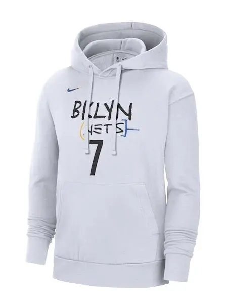 Nike Nba Brooklyn Nets Kevin Durant City Edition Fleece Pullover Hoodie - White