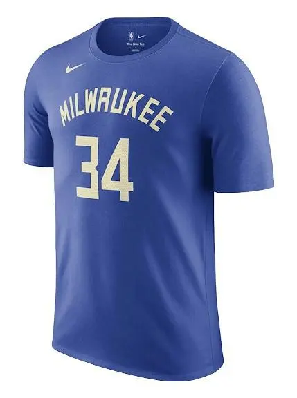 Nike Nba Milwaukee Bucks Giannis Antetokounpo City Edition T-shirt - Blue/sail