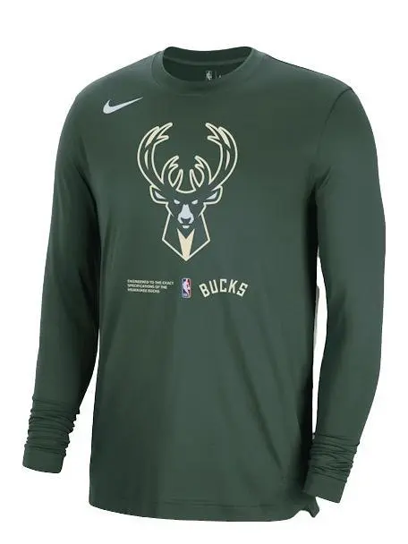 Nike Nba Milwaukee Bucks Dri-fit Long Sleeve T-shirt - Dark Green