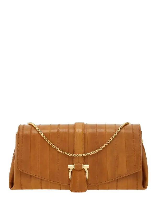 FERRAGAMO Front Flap Crossbody Bag - Beige