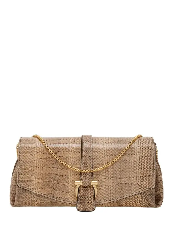FERRAGAMO Front Flap Crossbody Bag - Beige