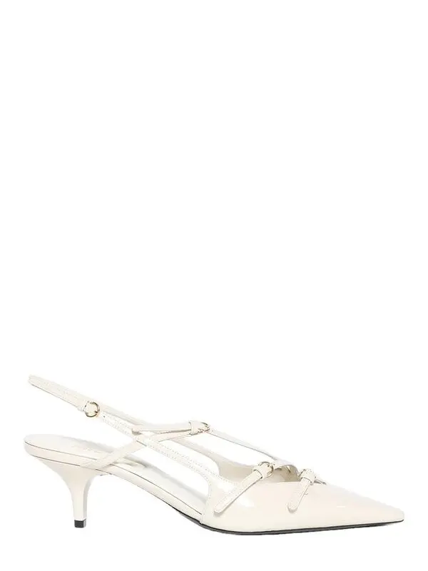 Miu Miu Patent Leather Slingbacks With Buckles - White