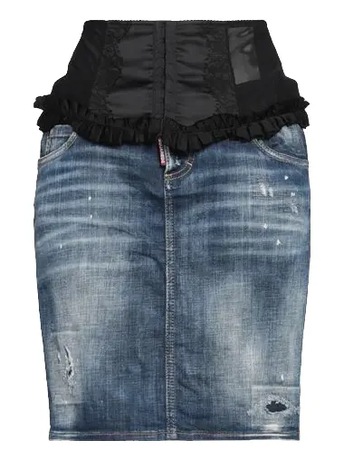 Dsquared2 Denim Pencil Skirt With Lace - Blue