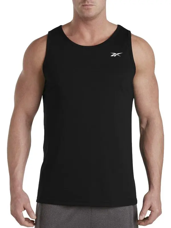 REEBOK Big & Tall Performance Jersey Tech Tank Top - Black