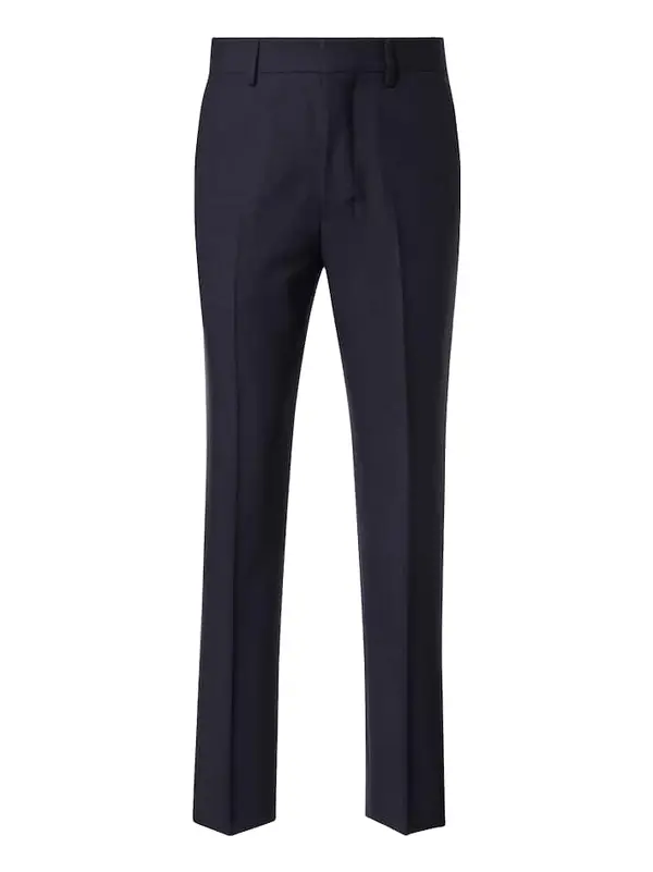 Ami Pleated Virgin Wool Straight Pants - Blue