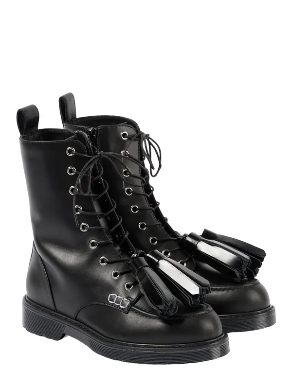 JW Anderson Leather Combat Boots - Black