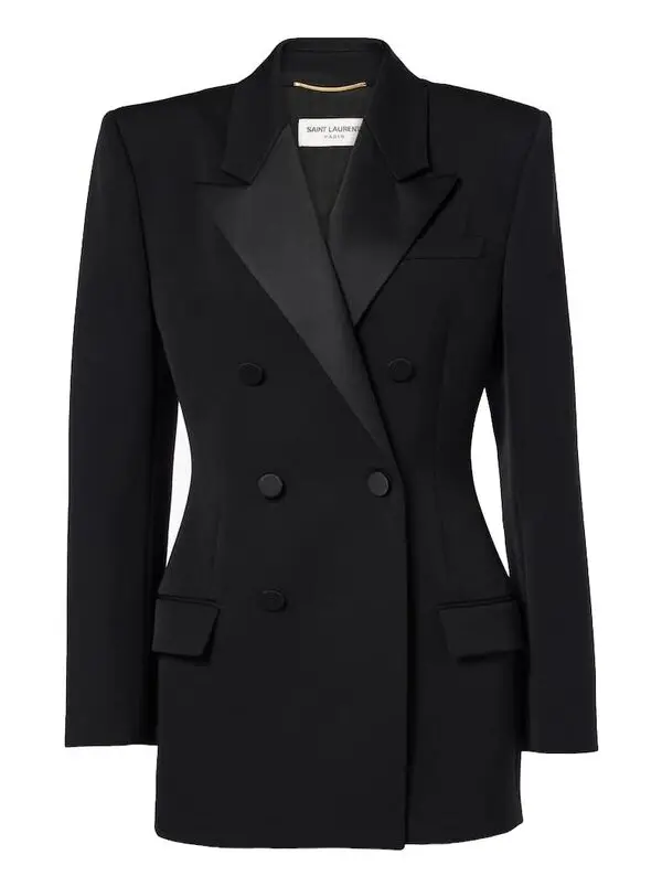 Saint Laurent Wool Grain De Poudre Tuxedo Jacket - Black