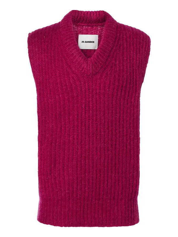 JIL SANDER Mohair And Wool Sweater Vest - Burgundy