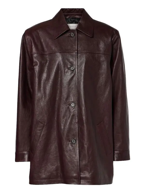 Magda Butrym Oversized Leather Jacket - Burgundy