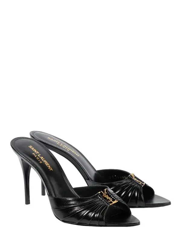 Saint Laurent Babylone 90 Leather Mules - Black