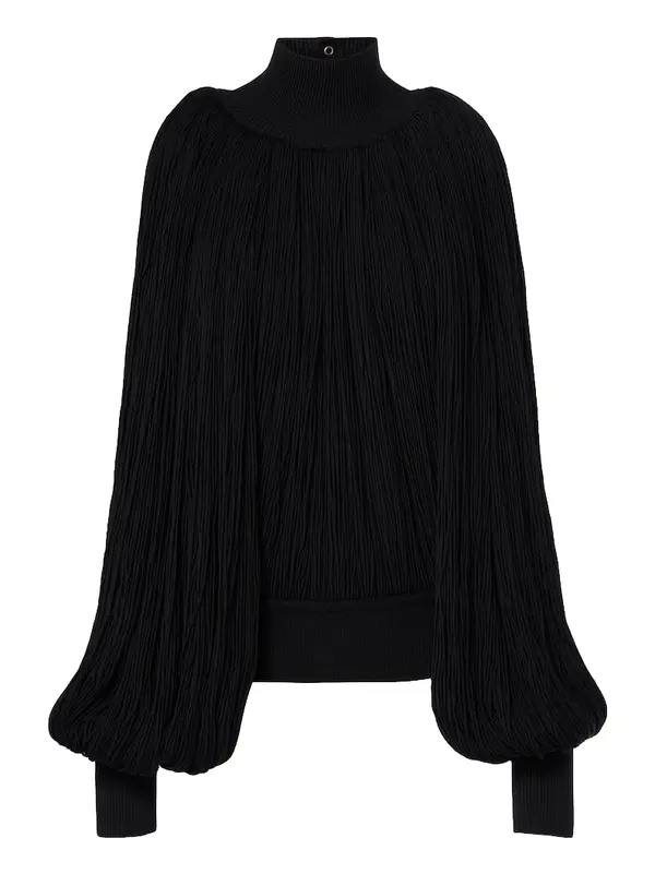 Alaïa Fringed Wool Sweater - Black