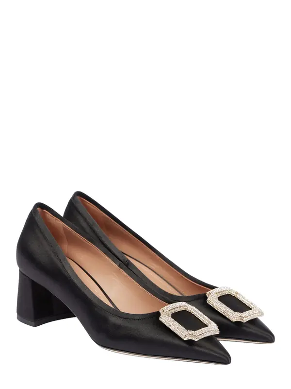 MALONE SOULIERS Lina 45 Embellished Satin Pumps - Black