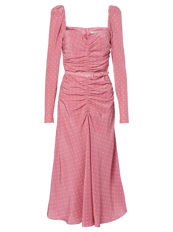 Alessandra Rich Polka-dot Silk Maxi Dress - Pink