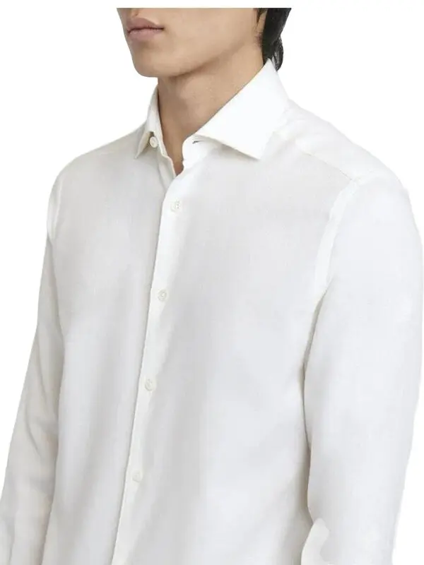 Zegna Apos;s Cotton-cashmere Cashco Sport Shirt - White Solid