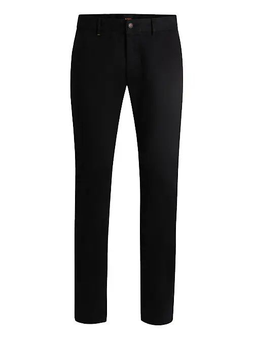 BOSS Slim-fit Straight-leg Stretch-cotton Trousers - Black