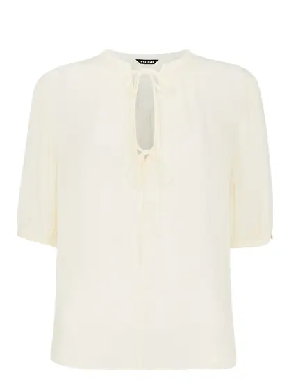 Whistles Jessie Tie-front Relaxed-fit Woven Blouse - White