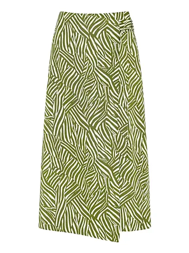 Whistles Leaf-print Wrap-front Midi Skirt - Multi-coloured
