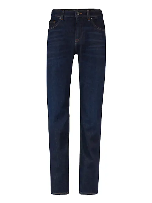 BOSS Business Leisure Regular-fit Straight-leg Stretch-denim Jeans - Medium Blue