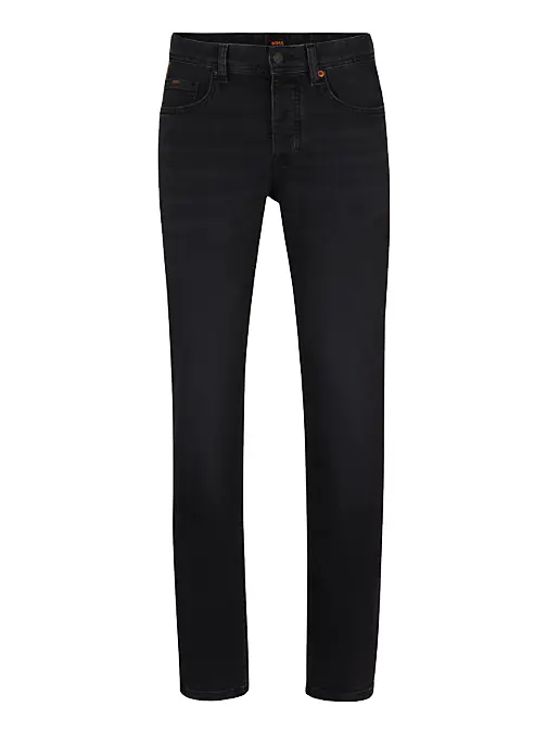 BOSS Tapered-fit Straight-leg Stretch-denim Jeans - Black