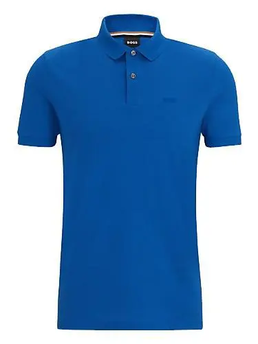 BOSS Logo-embroidered Short-sleeve Cotton Polo Shirt - Medium Blue