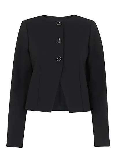 Whistles Padded-shoulder Stretch-woven Jacket - Black