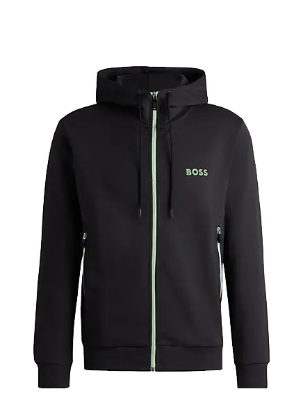 Hugo Boss Logo-embroidered Regular-fit Hoody - Charcoal