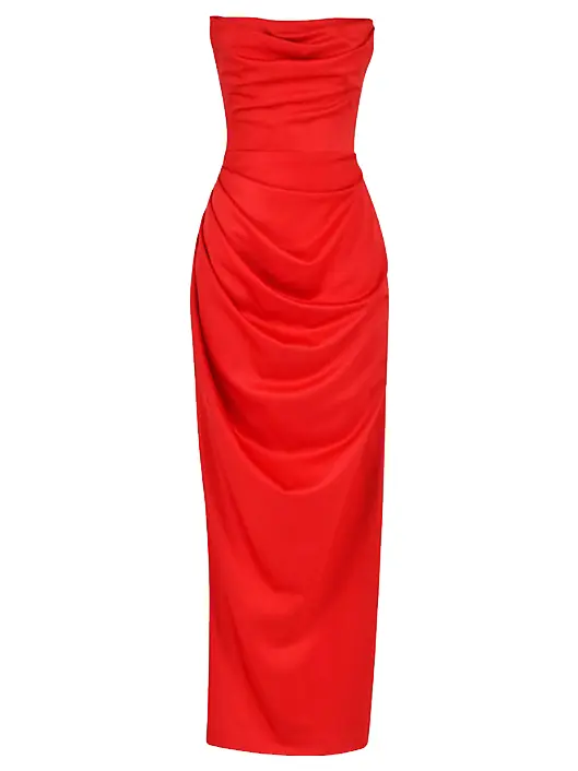 House Of Cb Adrienne Strapless Corset Maxi Dress - Scarlet
