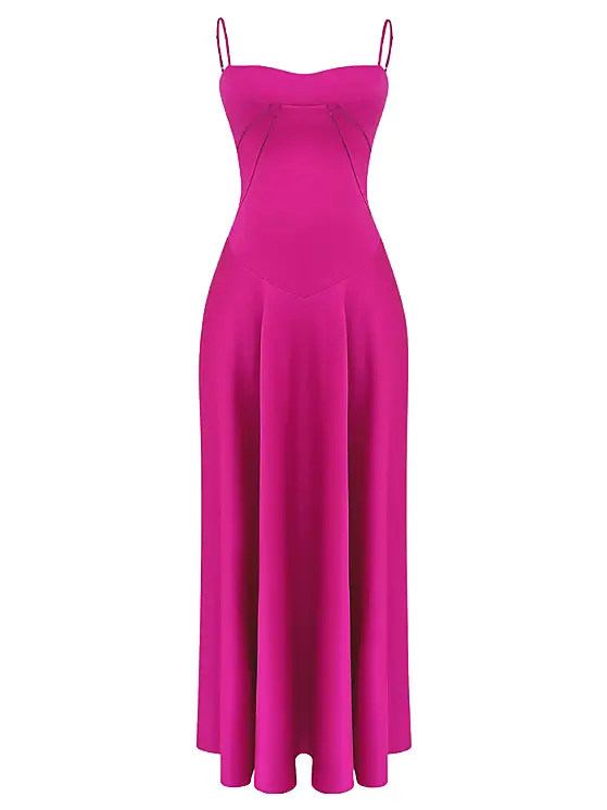 House Of Cb Anabella Lace-up Satin Maxi Dress - Fuchsia