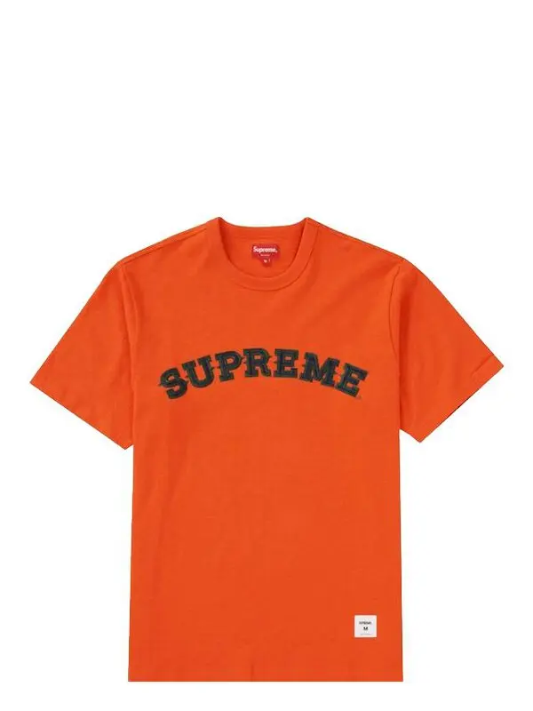 Supreme Plaid Applique Short Sleeve Top - Orange