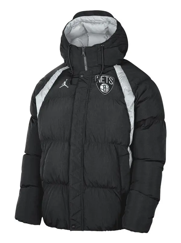 JORDAN Brooklyn Nets Puffer Jacket - Black/white
