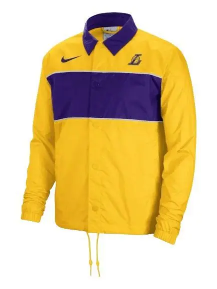 Nike Nba Los Angeles Lakers Courtside Fullsnap Lightweight Loose Fit Jacket - Yellow/purple