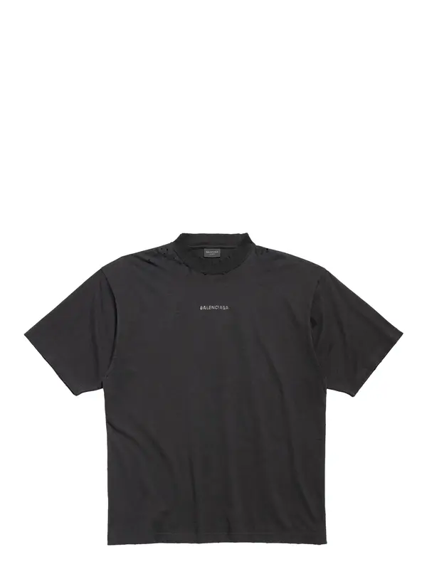 Balenciaga Distressed Rhinestone-logo T-shirt - Black