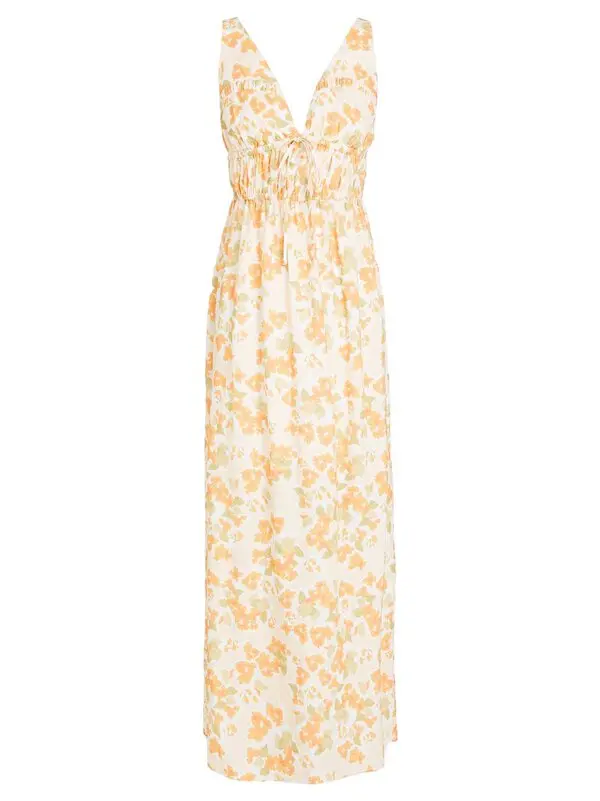 PEONY SWIMWEAR Floral-print Cotton And Ecovero™-blend Maxi Dress - Pastel Orange