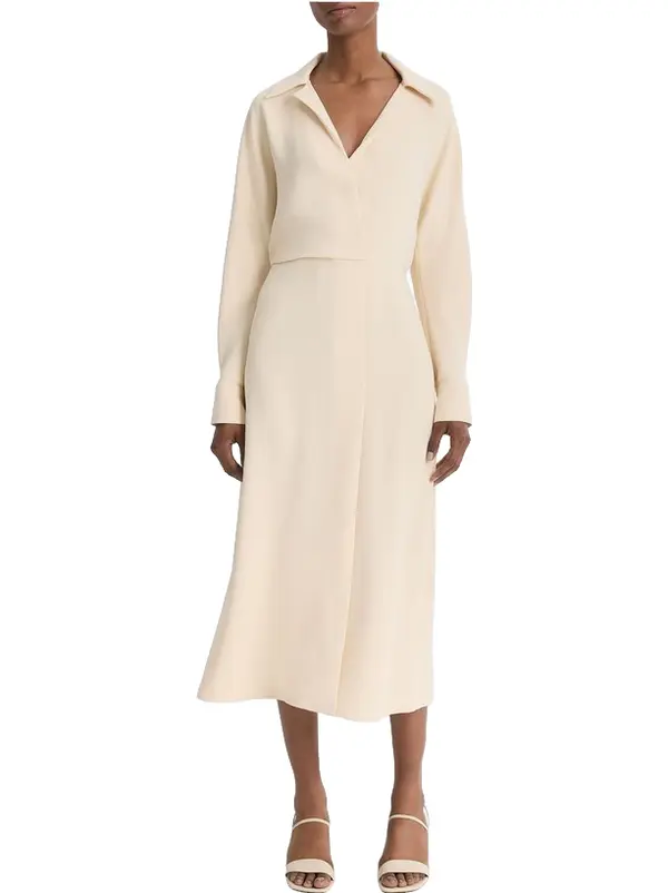 Vince Shaped Collar Dolman-sleeve Dress - Neutral