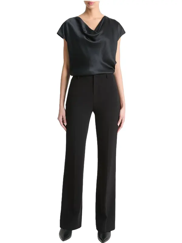 Vince Silk Cowl-neck Blouse - Black