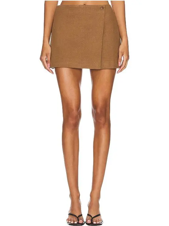 Astr The Label Kaiko Wrap Mini Skirt - Dark Khaki