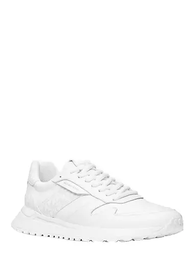 Michael Kors Dax Pebbled Leather And Logo Trainer - White