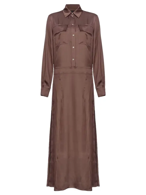 Pinko Long-sleeve Maxi Shirt Dress - Brown