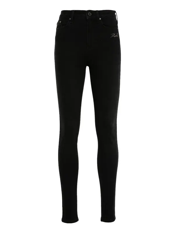 Karl Lagerfeld Crystal-logo Skinny Jeans - Black