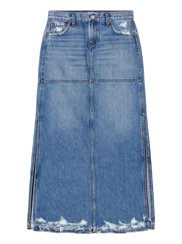 RE/DONE Split Mid-rise Denim Skirt - Blue