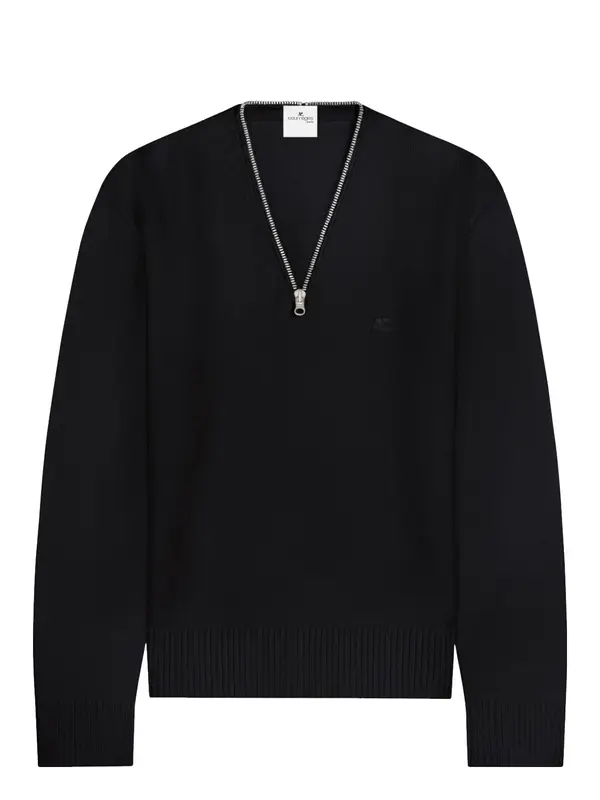 COURREGES Zip-detailing Wool Sweater - Black