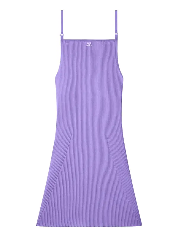 COURREGES Ribbed-knit Mini Dress - Purple